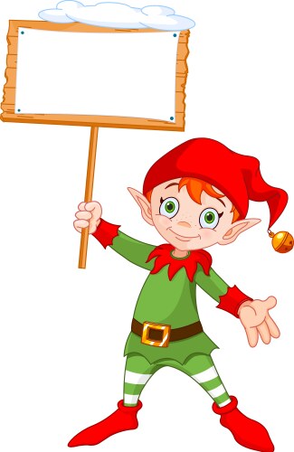 Two christmas elf holding blank sign Royalty Free Vector