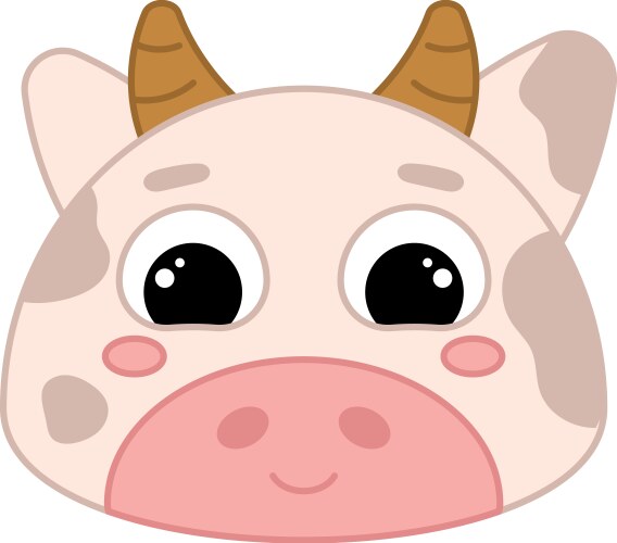 Cute kawaii cow emoji icon Royalty Free Vector Image