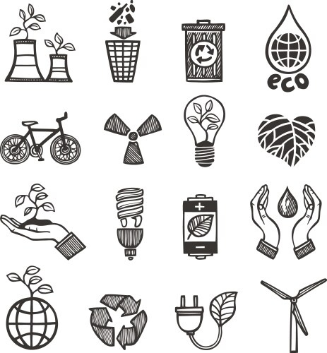 Trash recycle garbage waste icons Royalty Free Vector Image