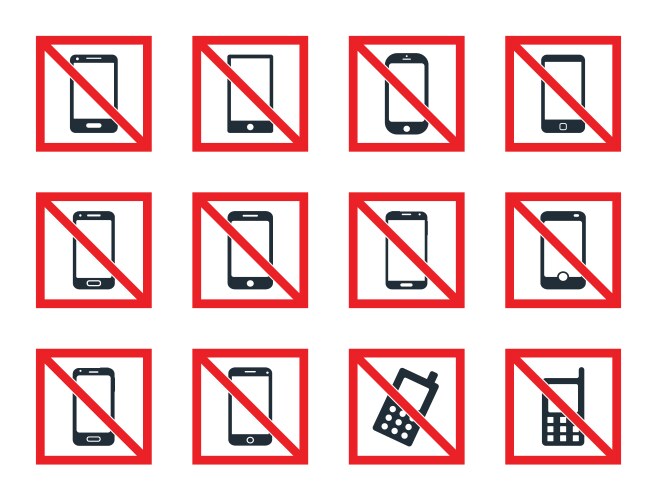 No cell phone sign mobile prohibited Royalty Free Vector