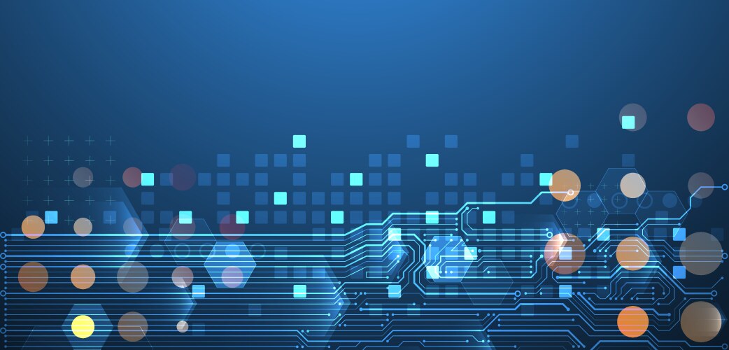 Abstract Circuit Board And Hexagons On Gradient Vector Image