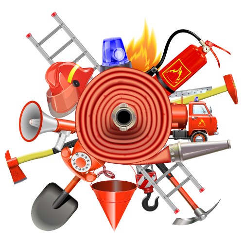 Cartoon firefighter holding a fire hose Royalty Free Vector