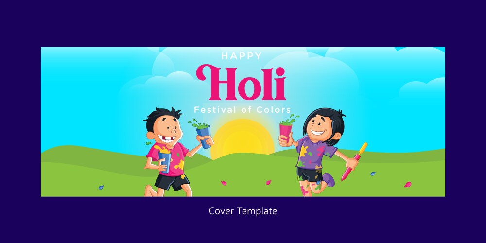 Happy holi cover page design Royalty Free Vector Image