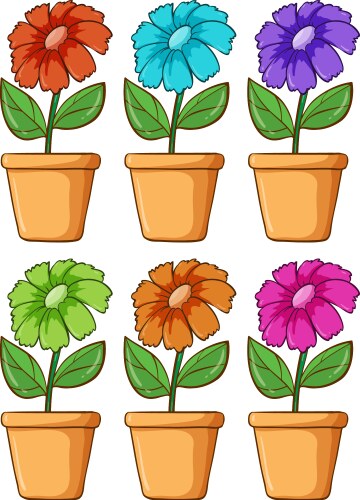 Pink flower in clay pot on white background Vector Image