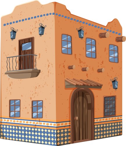 A classic mexican adobe house Royalty Free Vector Image