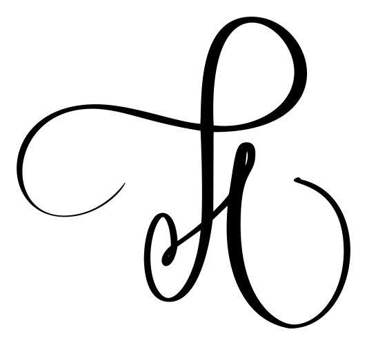 Hand drawn calligraphy capital letter h Royalty Free Vector