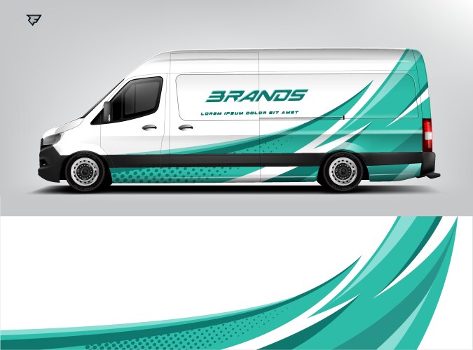 Full wrap van with vinyl sticker sample Royalty Free Vector