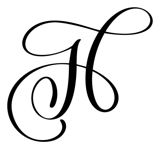 Calligraphy hand drawn letter h logo Royalty Free Vector