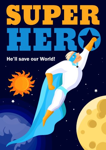 Superhero flying in space Royalty Free Vector Image