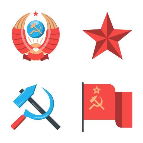 Ussr symbols flat icon set Royalty Free Vector Image