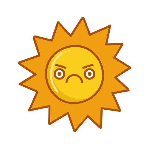 A crying sun Royalty Free Vector Image - VectorStock