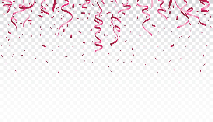 Silver confetti and ribbon isolated on transparent