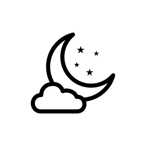 Cloud moon icon set night time symbol nighttime Vector Image