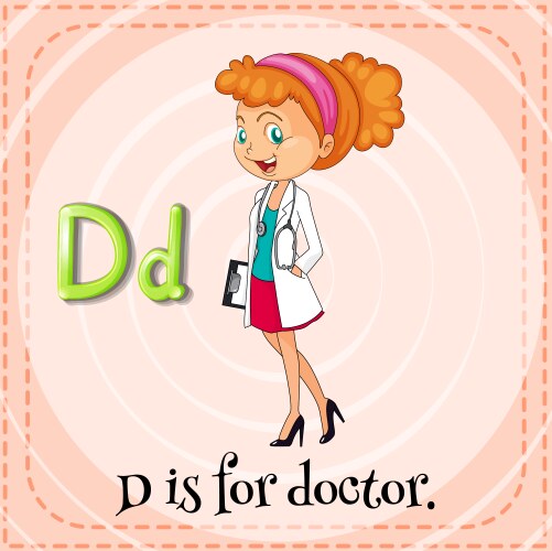 Flashcard letter d is for doctor Royalty Free Vector Image