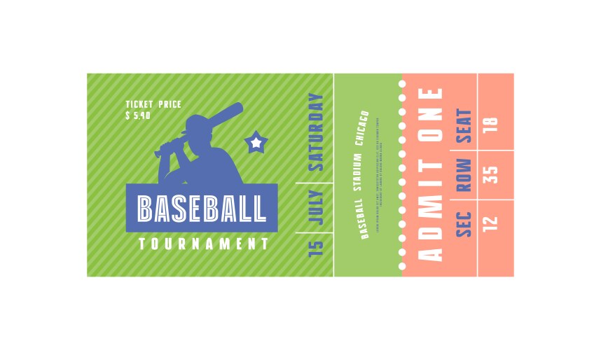 Template for baseball ticket Royalty Free Vector Image