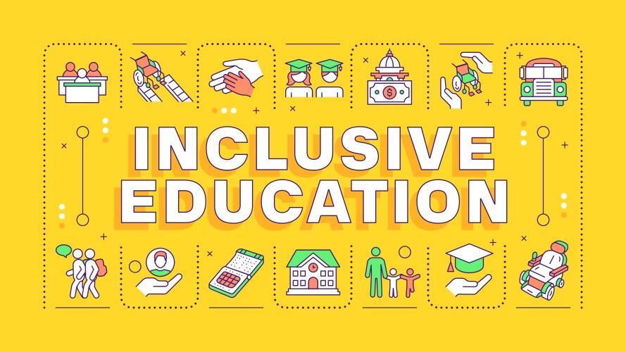 Inclusive education yellow word concept isolated Vector Image