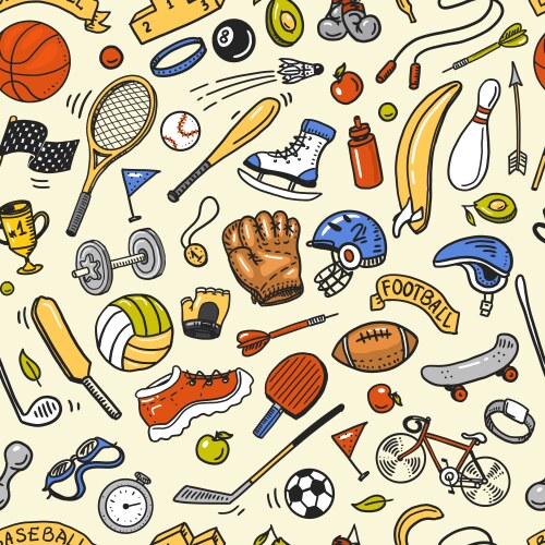 Seamless sports pattern Royalty Free Vector Image