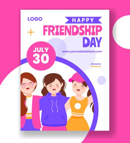 Friendship day vertical poster flat cartoon hand Vector Image
