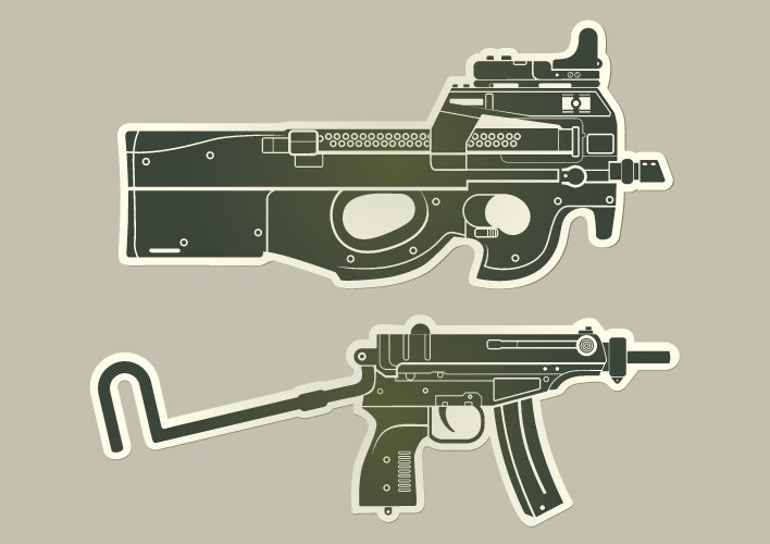 Ak-47 and ak-12 sticker Royalty Free Vector Image