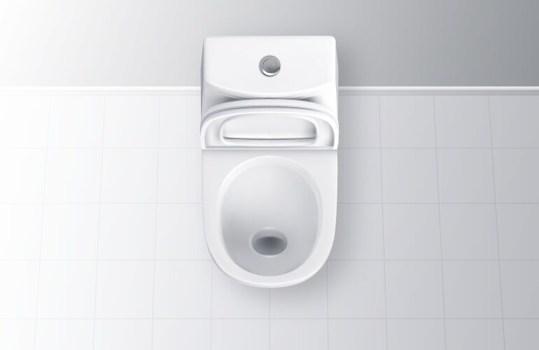 White toilet with open cap top view realistic Vector Image