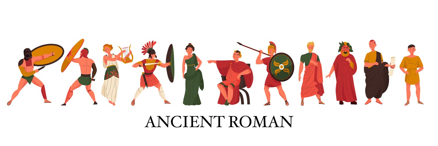 Ancient roman people character in traditional Vector Image