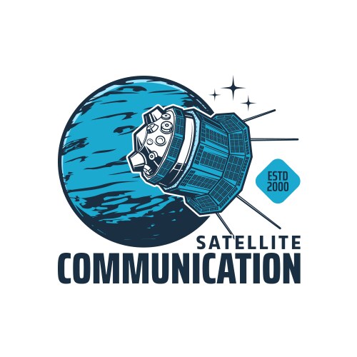 Satellite color logo Royalty Free Vector Image
