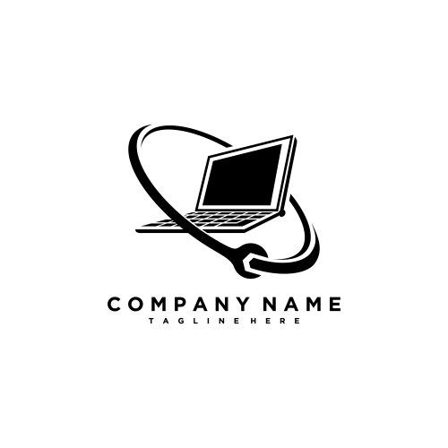 Laptop pc computers repair logo design template Vector Image