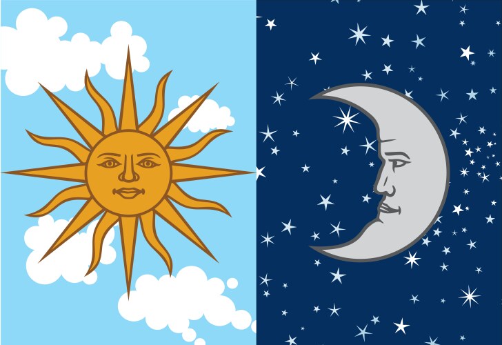 Space icons earth moon with sun and satellites Vector Image