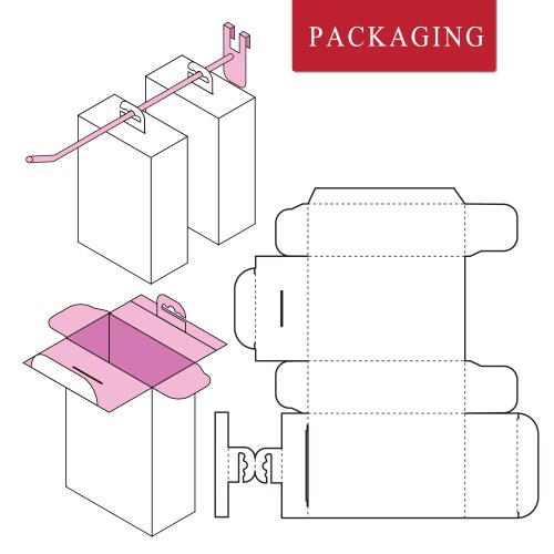 Gift box packaging die cut template design 3d moc Vector Image