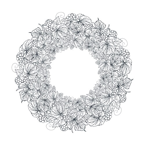 Grape Vine Round Frame Vector Images (over 110)