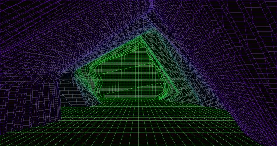 Wire low poly frame of a futuristic corridor Vector Image