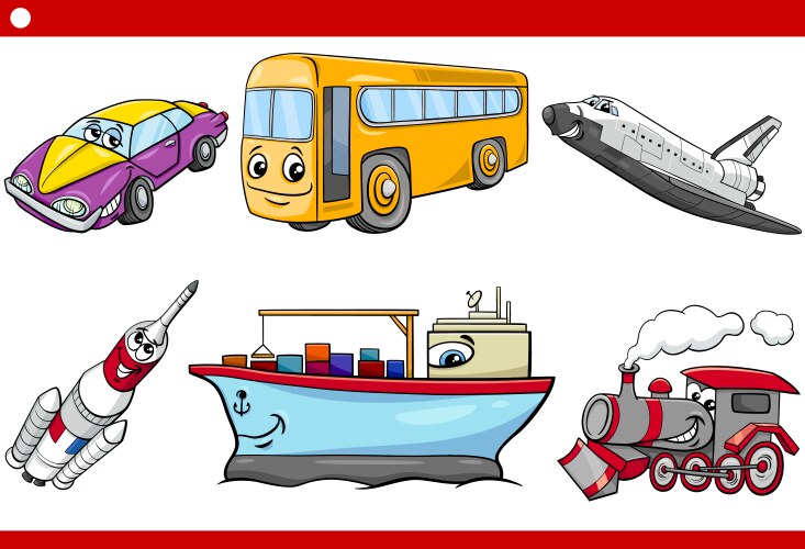 Various cartoon vehicles Royalty Free Vector Image