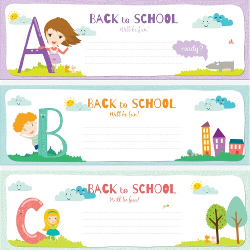 Back to school notes with smiling happy kids Vector Image
