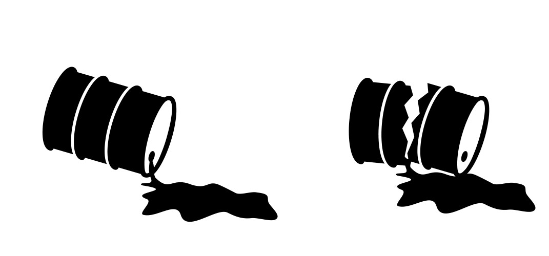 Broken Oil Barrel And Leakage Leak Barrels Vector Image