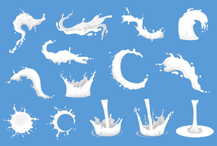 Set of milk splash for product logo design Vector Image
