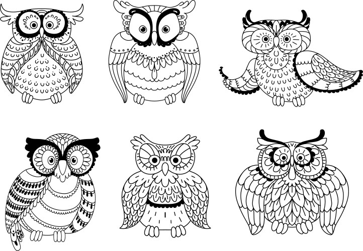Zen owls Royalty Free Vector Image - VectorStock