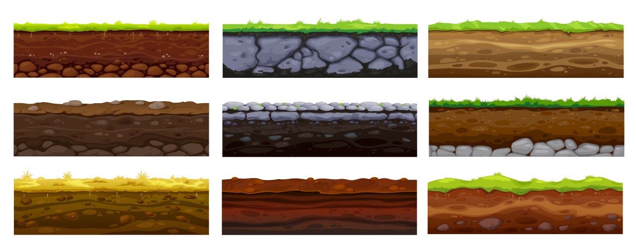 Soil layers cartoon geology ground structure Vector Image