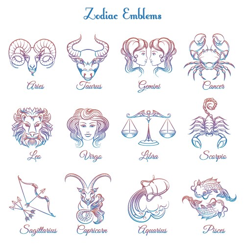 Vertical zodiac signs banners Royalty Free Vector Image