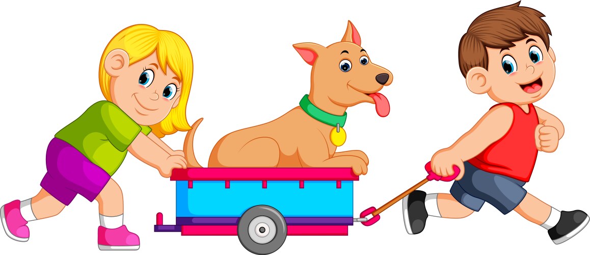 Kid pushing and pulling Royalty Free Vector Image