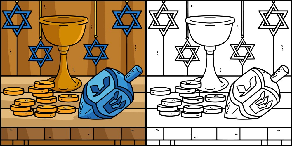 Hanukkah Dreidel Coloring Page Royalty Free Vector Image
