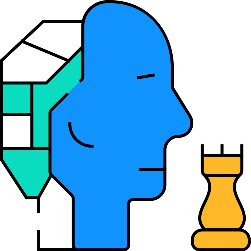 Robot head brain play chess icon doodle Royalty Free Vector