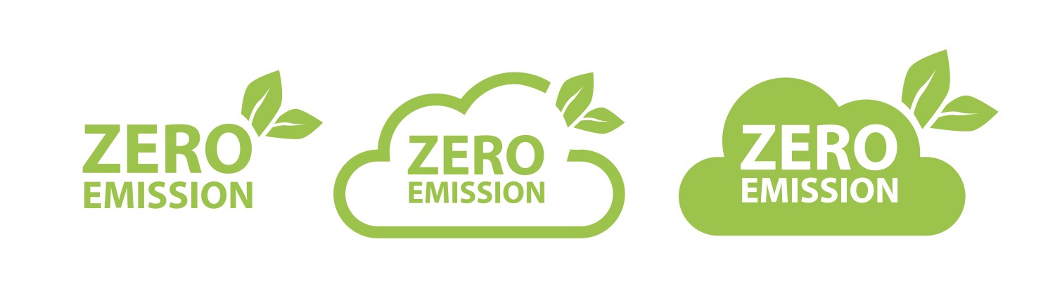 Zero emission net zero label stamp design leaves Vector Image