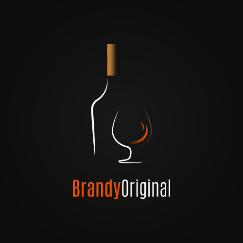 Bourbon or whiskey logo brandy bottle and glass Vector Image