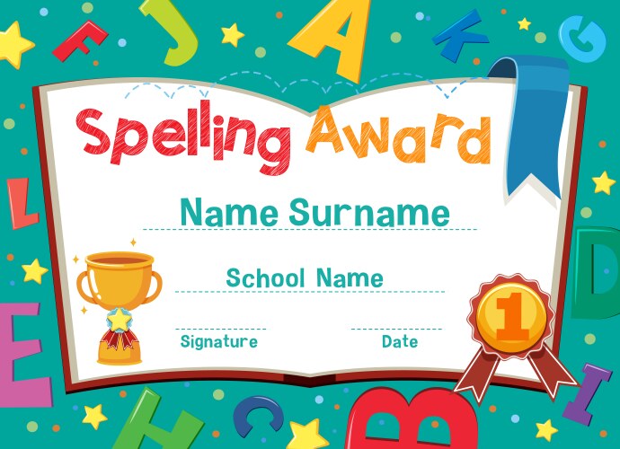 Certificate template for english award with kids Vector Image