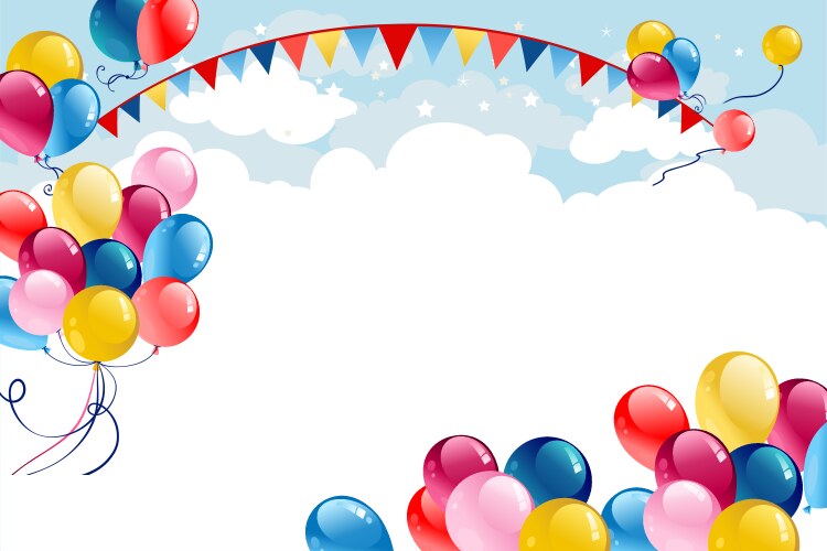 Balloons confetti serpentine frame with place Vector Image