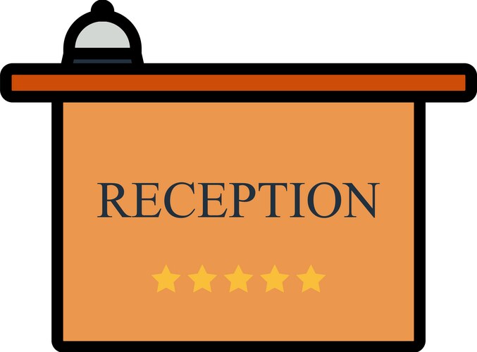 Reception desk cartoon Royalty Free Vector Image