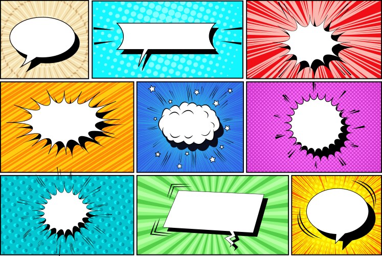 Cartoon comic backgrounds set speech bubble Vector Image