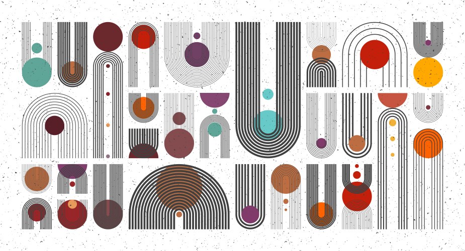 Mid century modern pattern geometric shapes Vector Image