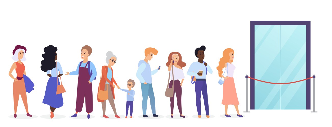 People queue waiting line Royalty Free Vector Image