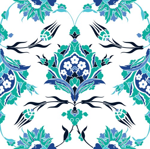 Iznik style floral drawing Royalty Free Vector Image